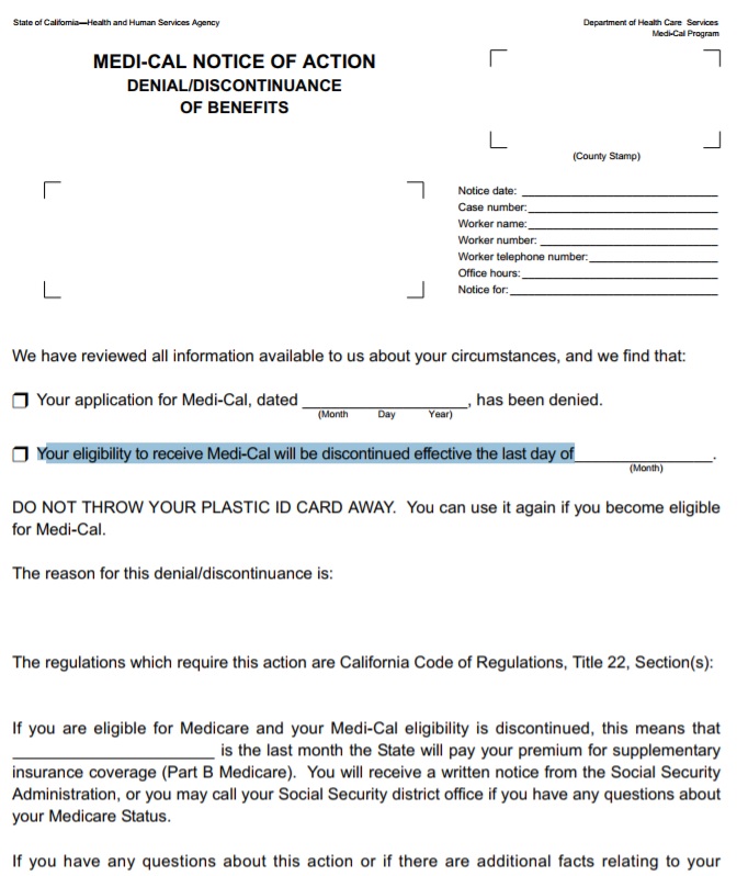 Notification when you make too much income money $$$ for Medi-Cal